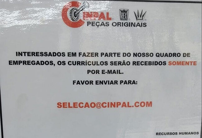 Cinpal de Taboão da Serra está contratando – Folha do Pirajuçara